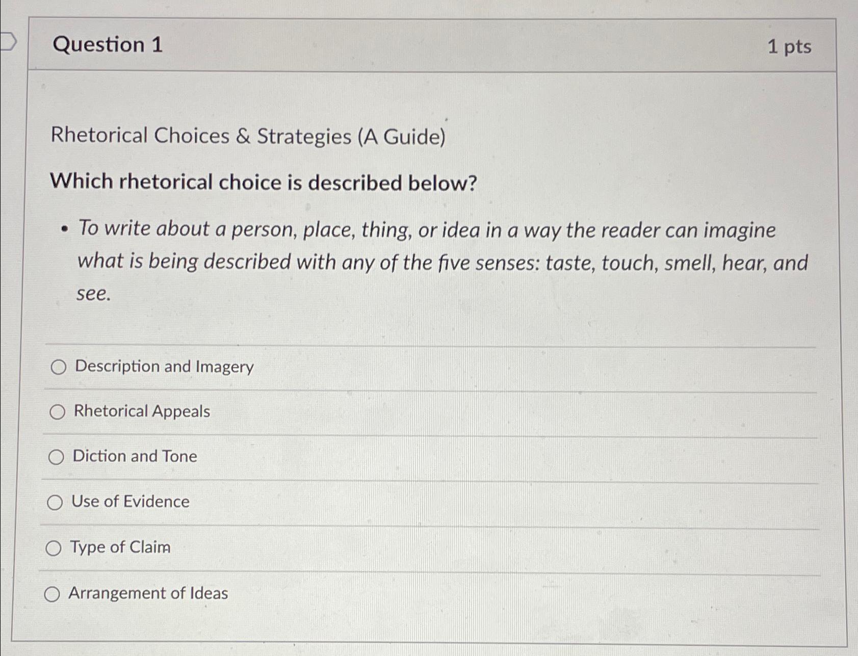 Solved Question 11 ﻿ptsRhetorical Choices & Strategies (A | Chegg.com