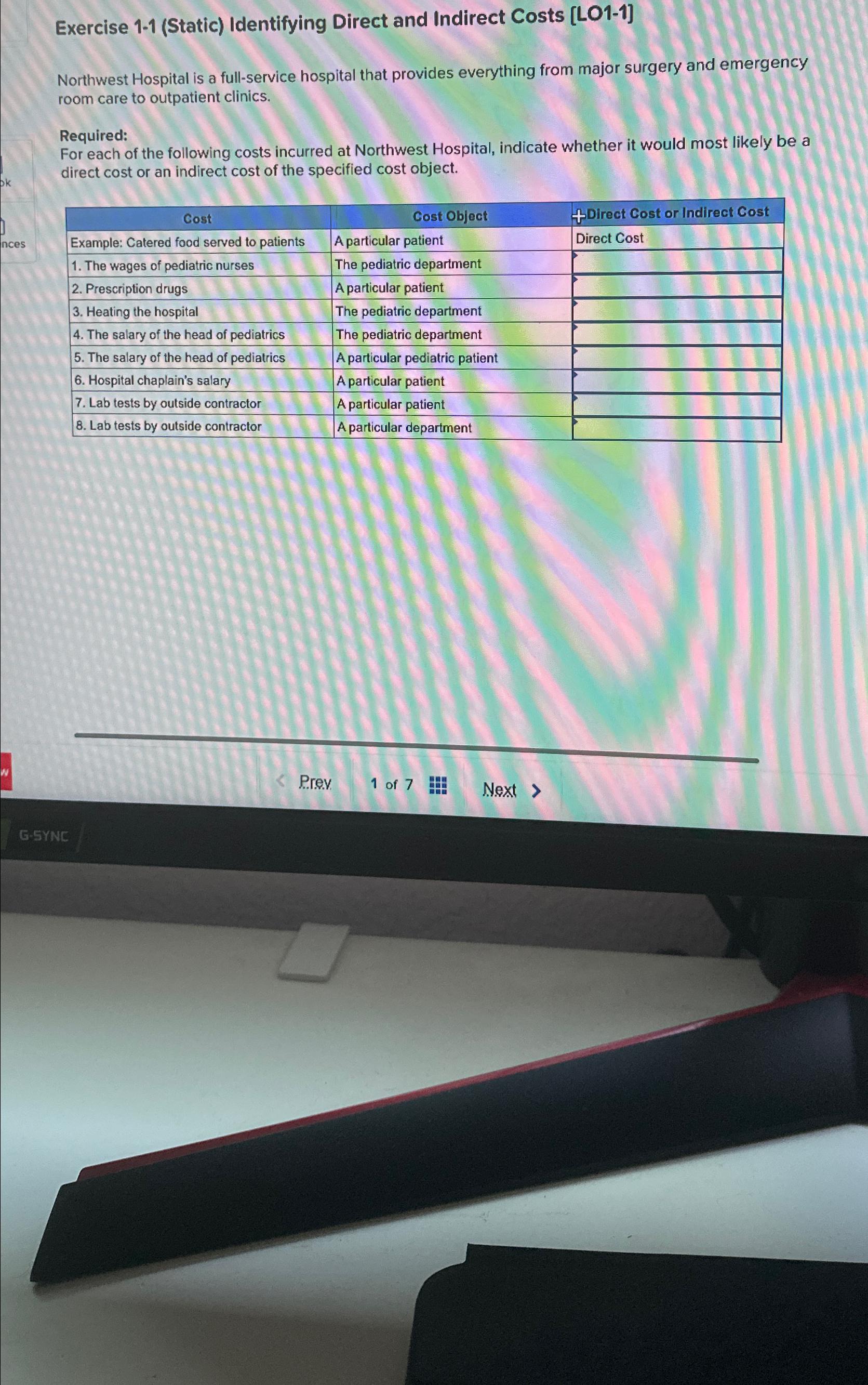Solved Exercise 1-1 (Static) ﻿Identifying Direct and | Chegg.com