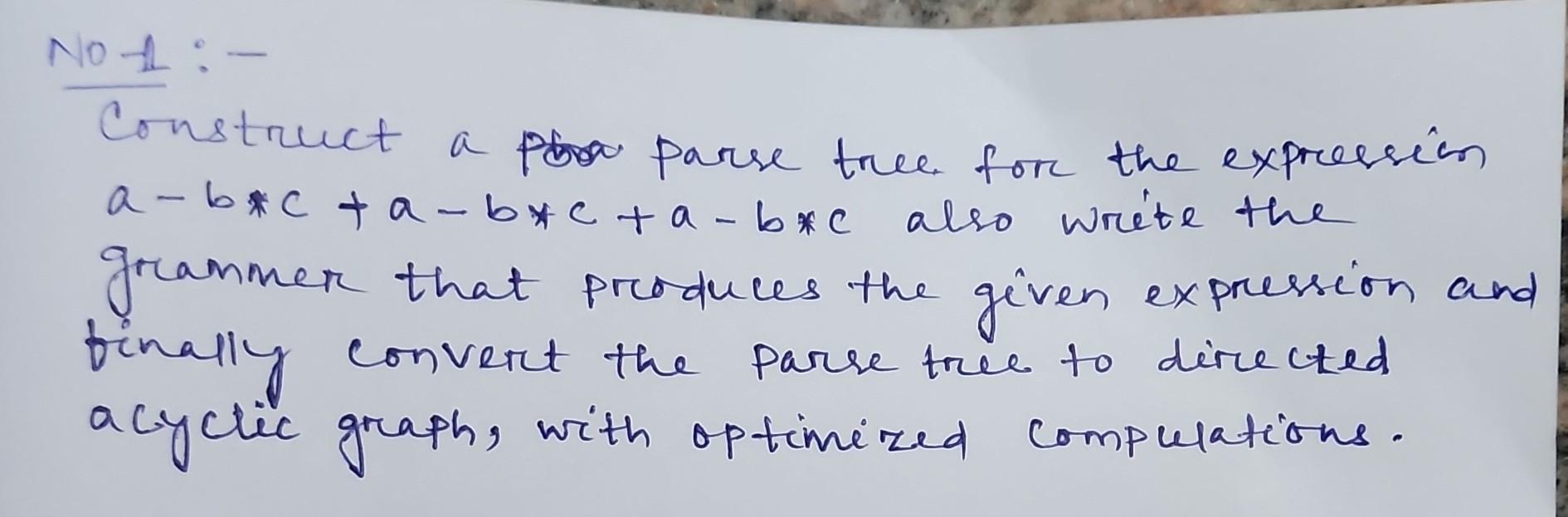 Solved Construct a parse tree for the expression | Chegg.com