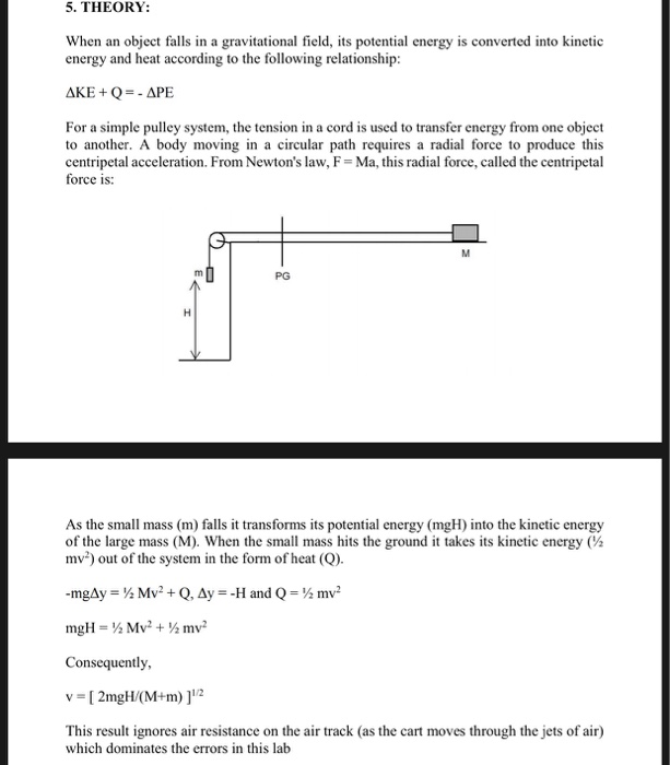 Solved 5. THEORY: When an object falls in a gravitational | Chegg.com