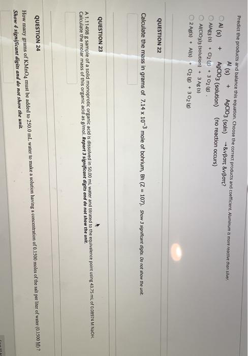 Solved Al(s) AgCO3 (soln) Al(s) Predict the products and | Chegg.com
