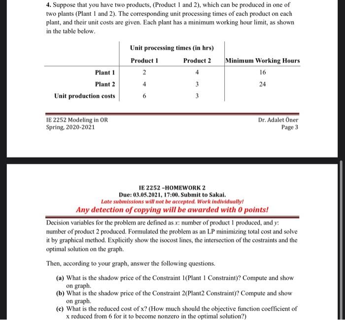Solved 4. Suppose that you have two products, (Product 1 and | Chegg.com