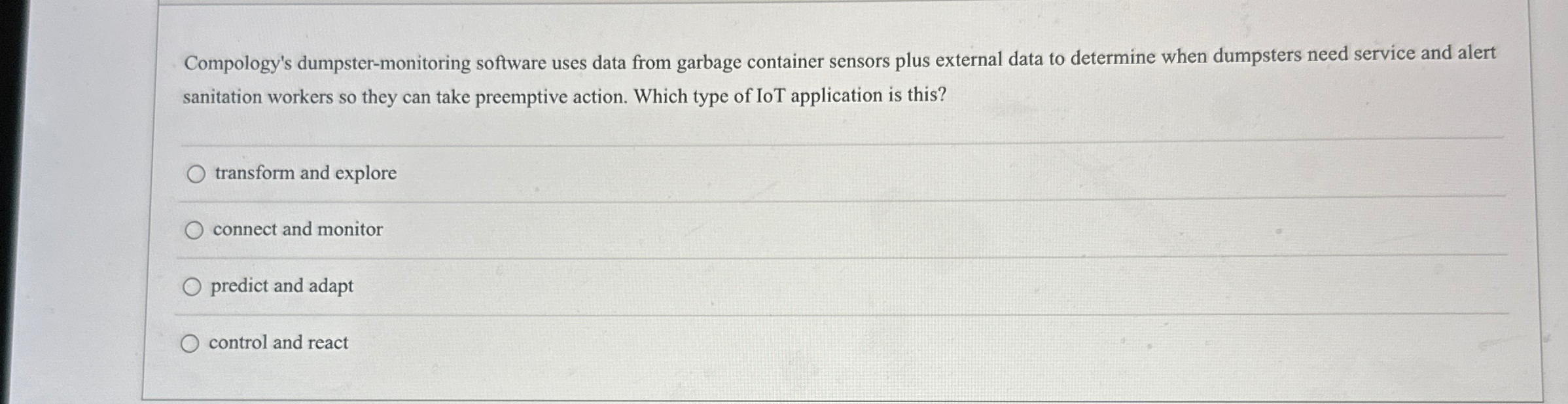 Solved Compology's dumpster-monitoring software uses data | Chegg.com