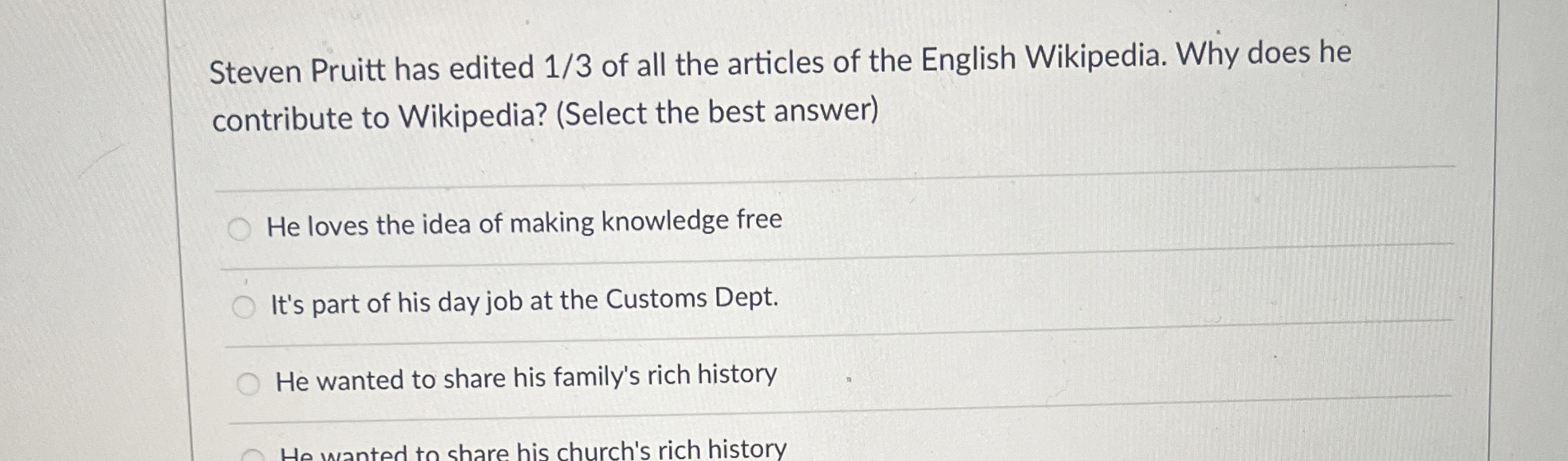 Solved Steven Pruitt has edited 13 ﻿of all the articles of | Chegg.com