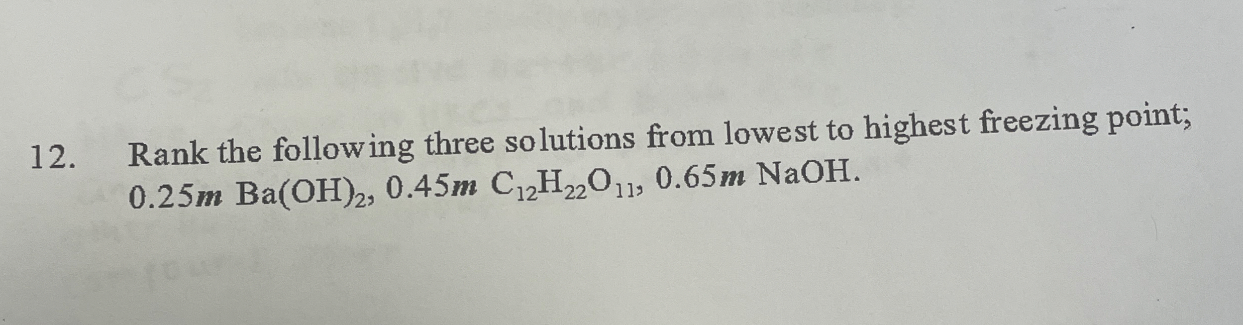 Solved Rank the following three solutions from lowest to | Chegg.com