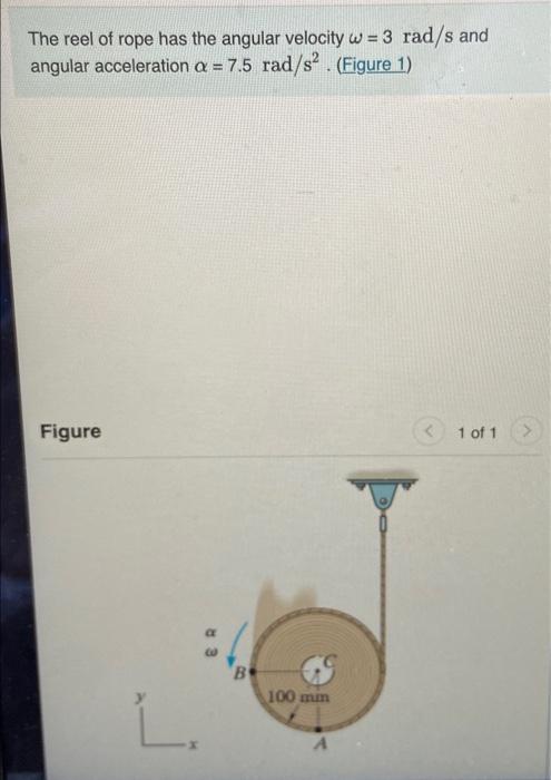 Solved The reel of rope has the angular velocity ω=3rad/s | Chegg.com