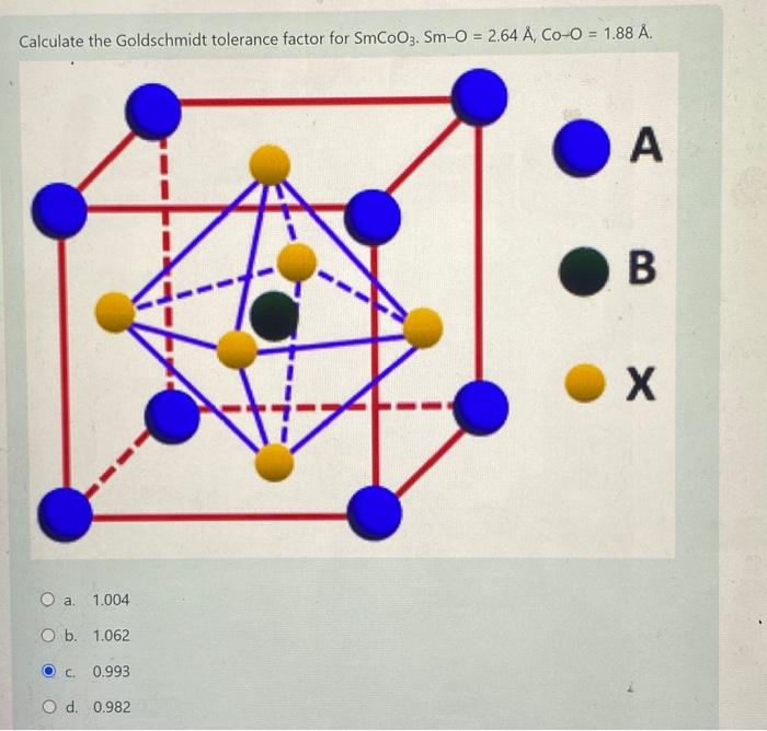 Solved Calculate the Goldschmidt tolerance factor for | Chegg.com