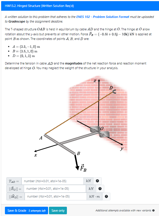 Solved HW13.2. ﻿Hinged Structure (Written Solution Req'd)A | Chegg.com