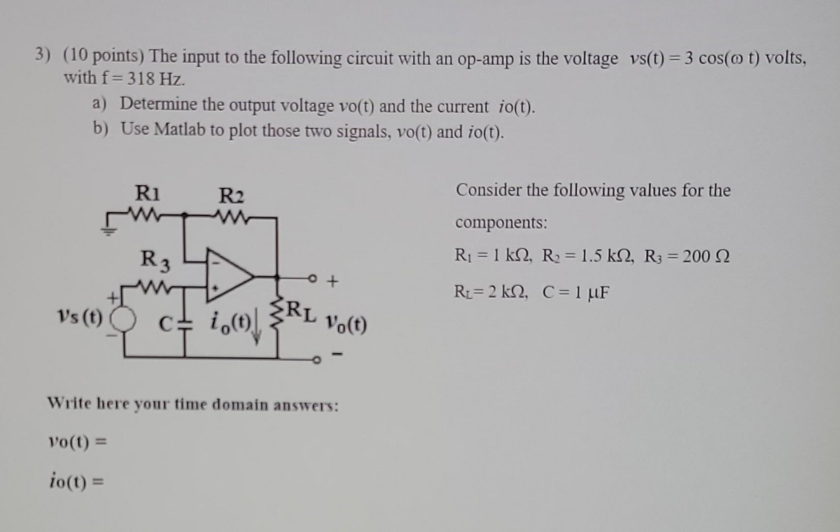 Solved 3) (10 points) The input to the following circuit | Chegg.com