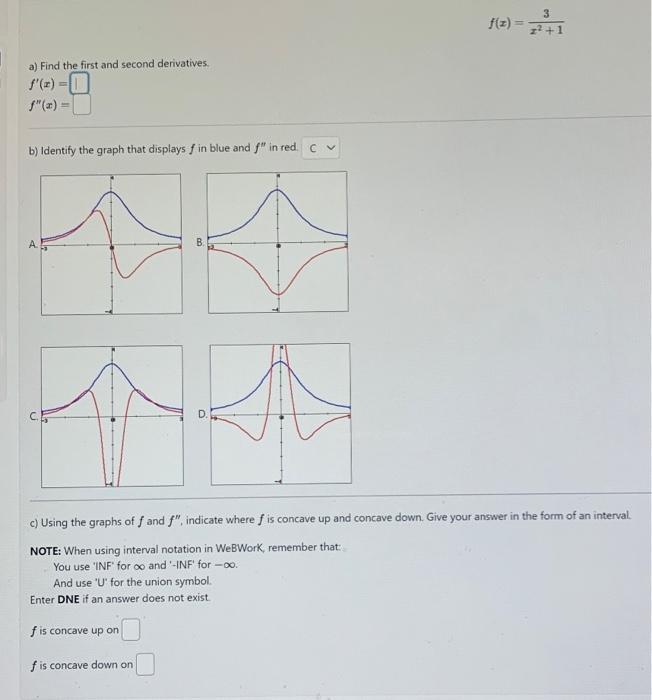 Solved f(x)=x2+13 a) Find the first and second derivatives. | Chegg.com