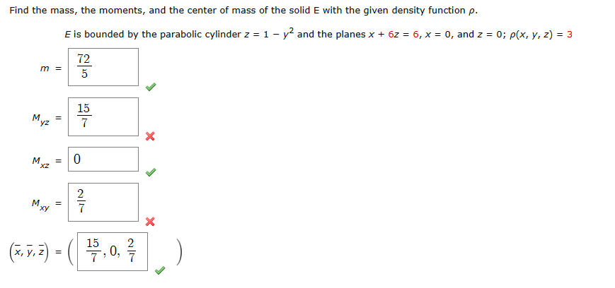 Solved Find the mass, the moments, and the center of mass of | Chegg.com