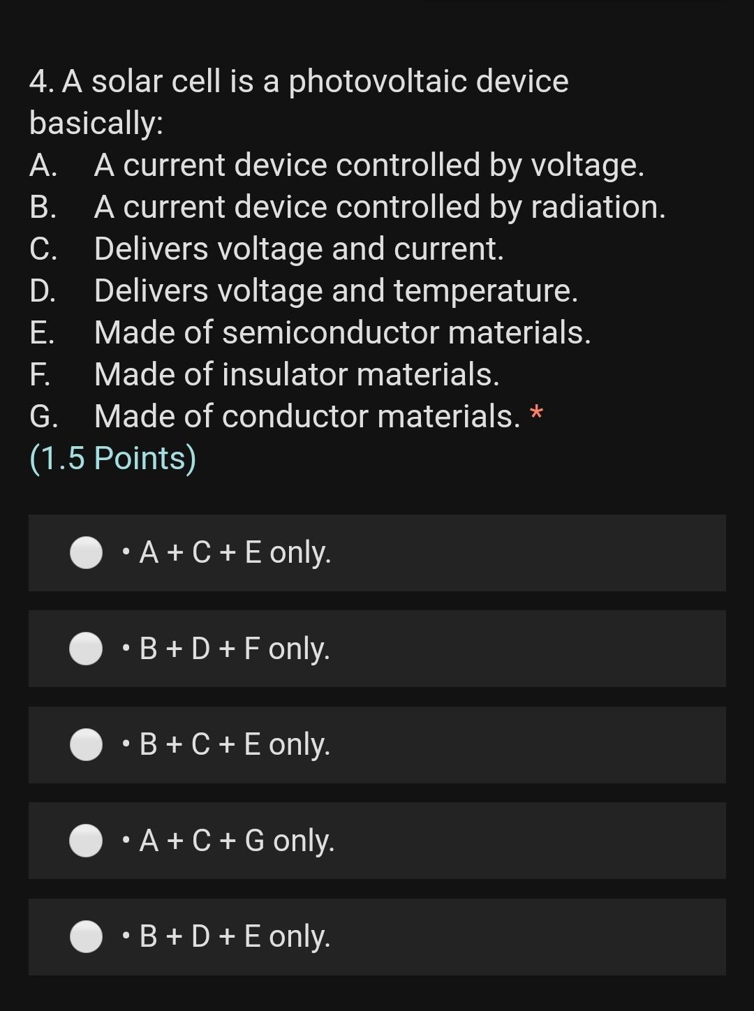 Solved 4. A solar cell is a photovoltaic device basically: | Chegg.com