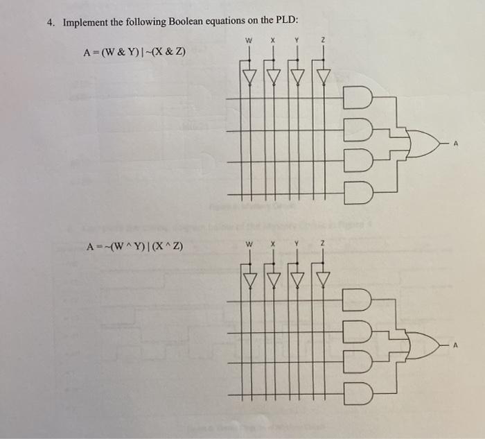 Solved 4. Implement the following Boolean equations on the | Chegg.com