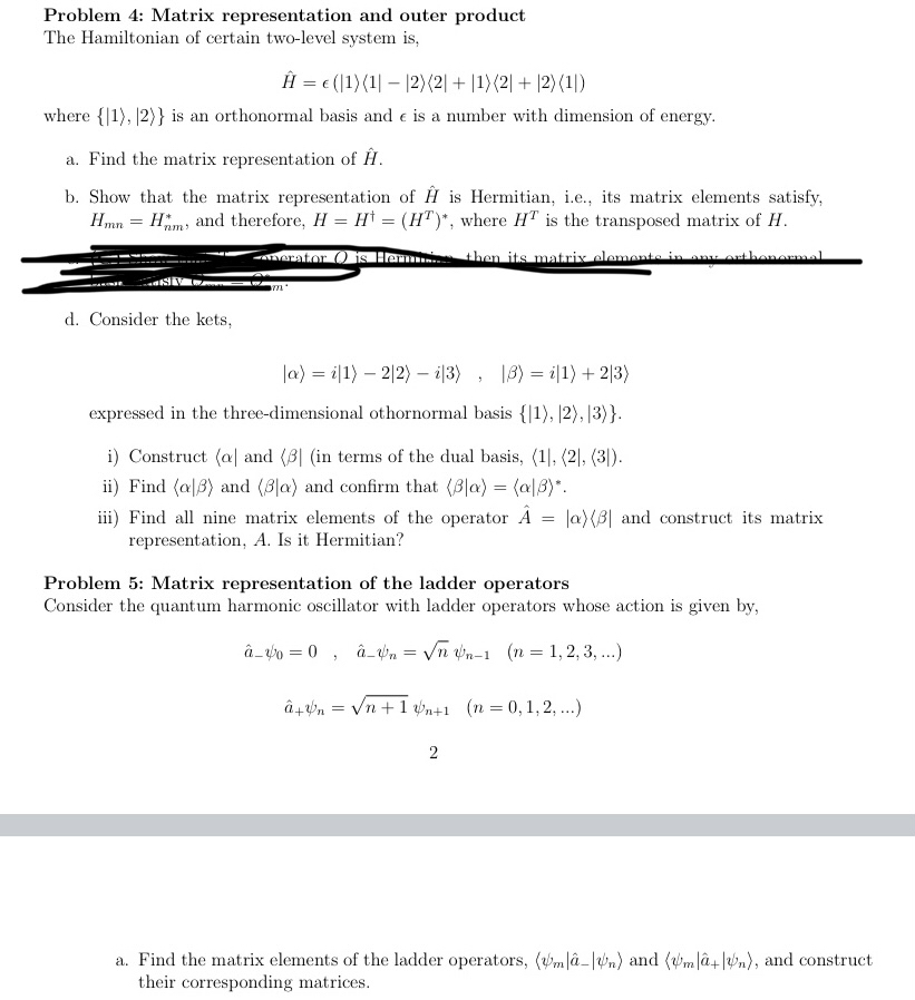 Solved Problem 4: Matrix representation and outer productThe | Chegg.com