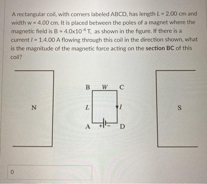 Solved A rectangular coil, with corners labeled ABCD, has | Chegg.com