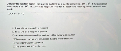 Solved Consider the reaction below. The reaction quotient | Chegg.com