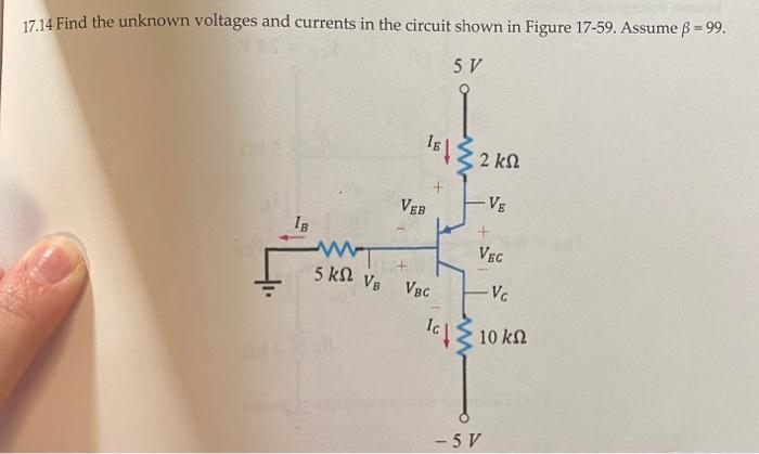 Solved 17.14 Find the unknown voltages and currents in the | Chegg.com