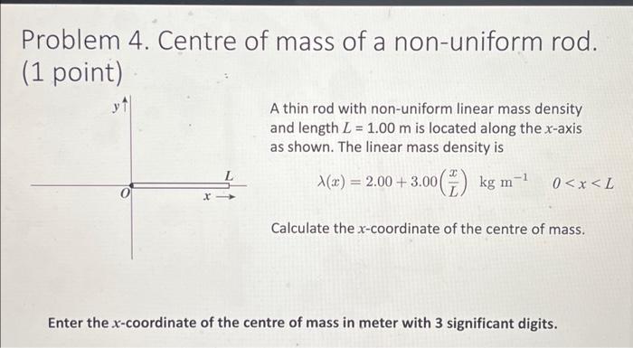 Solved Problem 4. Centre of mass of a non-uniform rod. (1 | Chegg.com