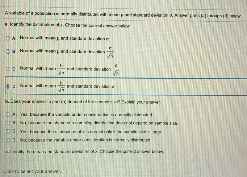Solved A variable of a population is normally distributed | Chegg.com