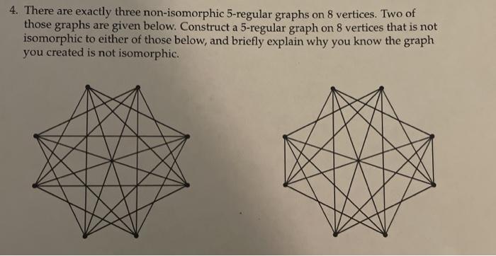 Solved 4. There are exactly three non-isomorphic 5-regular | Chegg.com