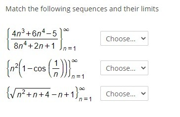 Solved Match the following sequences and their limits 4n3 | Chegg.com