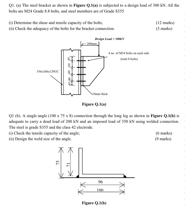 Solved Q1. (a) The steel bracket as shown in Figure Q.1(a) | Chegg.com