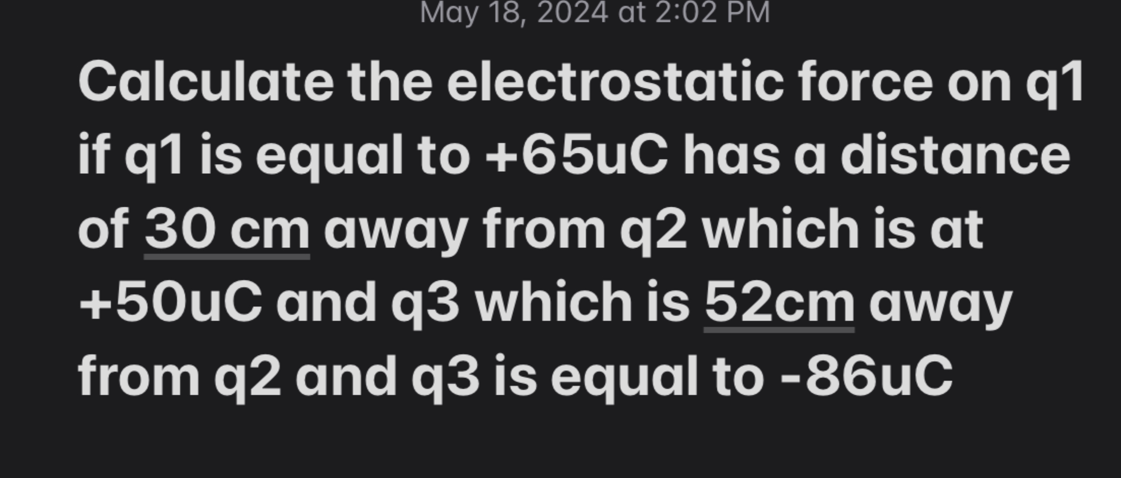 Solved Calculate The Electrostatic Force On Q1if Q1 is