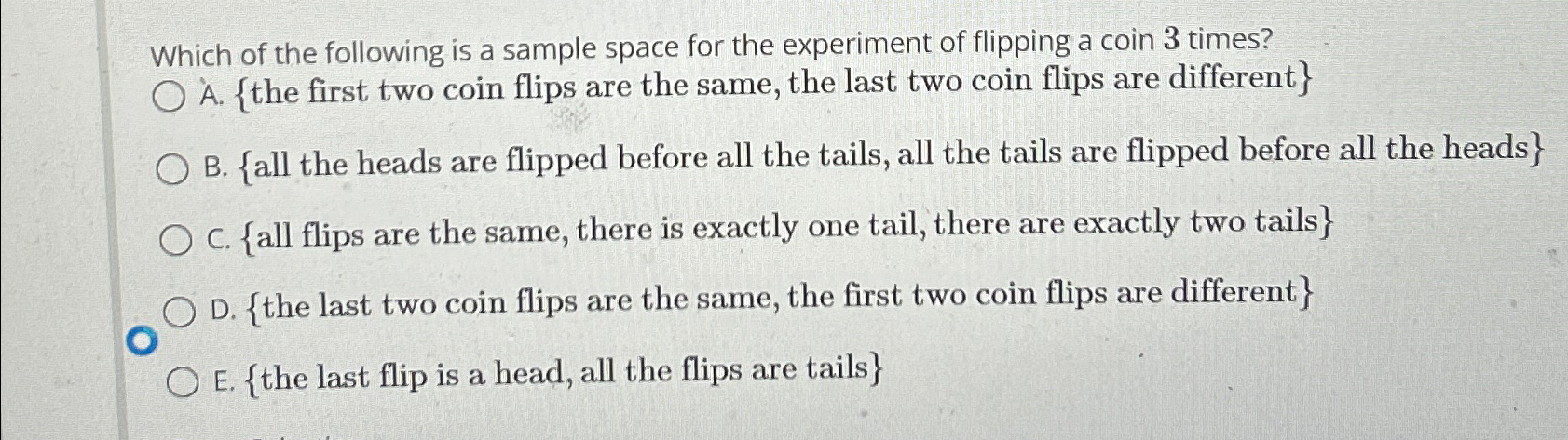 Which of the following is a sample space for the | Chegg.com