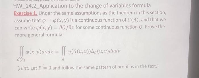 Solved HW_14.2_Application to the change of variables | Chegg.com