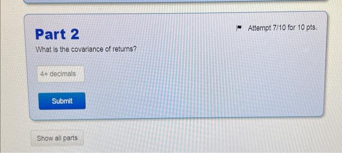 Solved rart 1 What is the arithmetic average return for the | Chegg.com