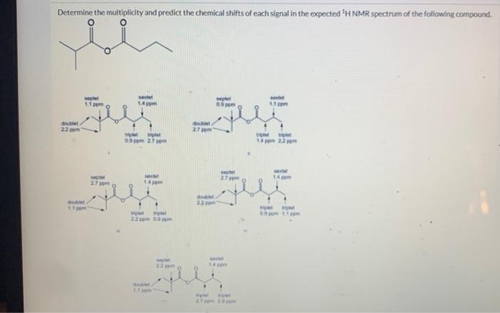 Solved Determine the multiplicity and predict the chemical | Chegg.com