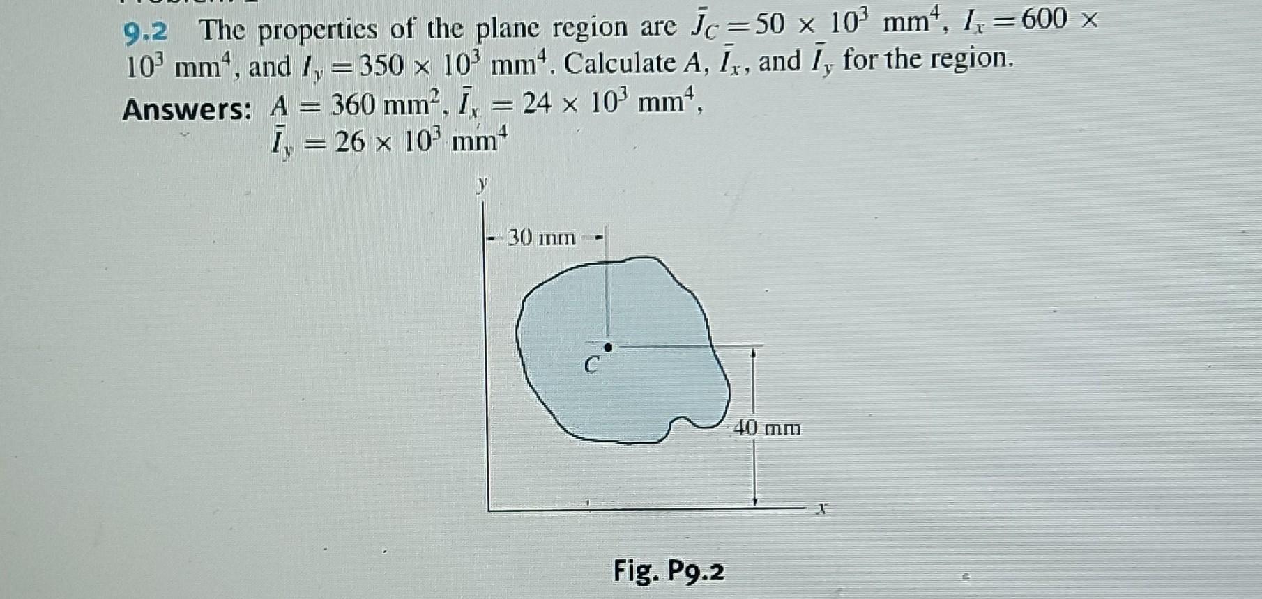 Solved - 9.2 The properties of the plane region are 7c =50 x | Chegg.com