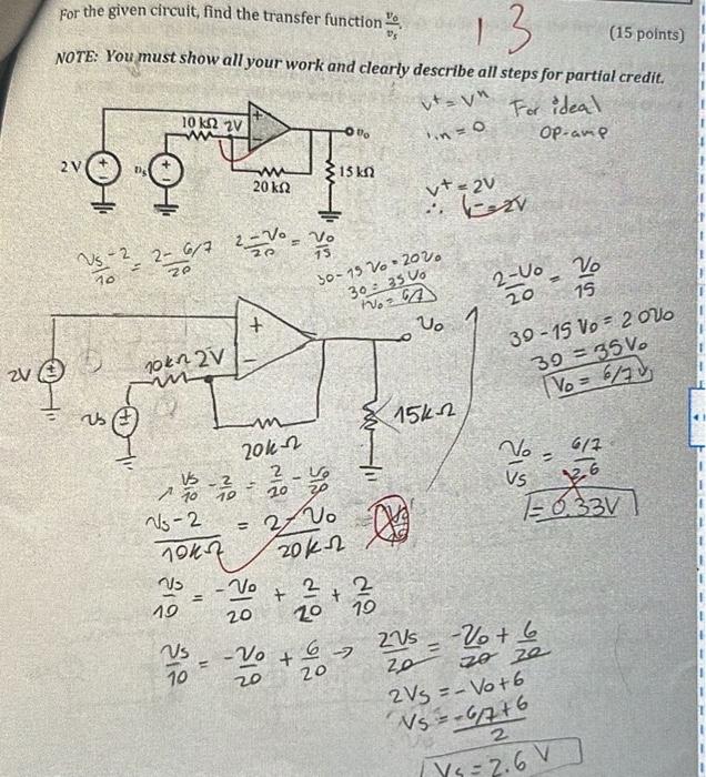 Solved zv For the given circuit, find the transfer function | Chegg.com
