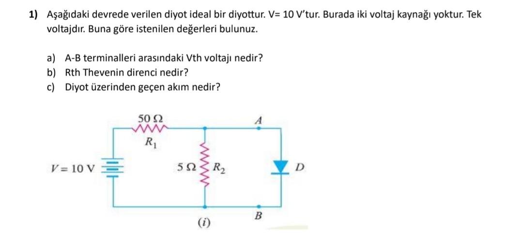 [Solved]: 1) The diode given in the circuit below is an