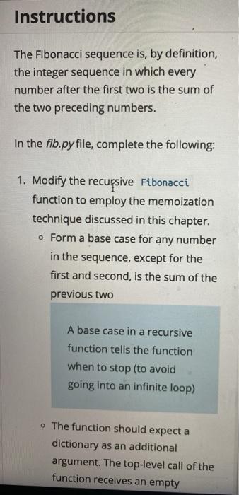 Solved Instructions The Fibonacci sequence is, by | Chegg.com