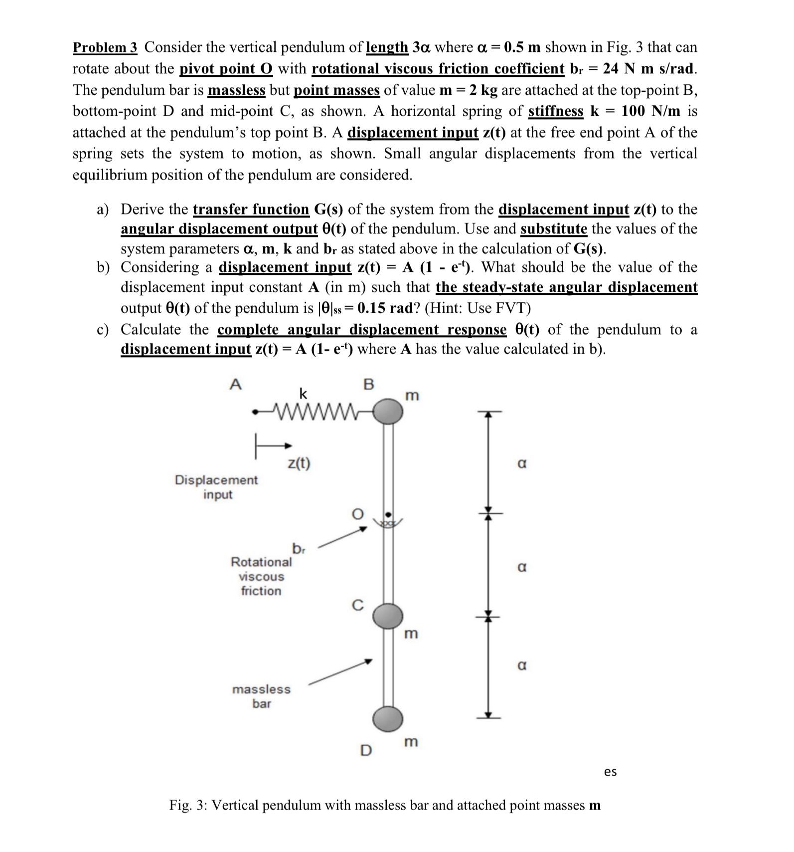 Solved Problem 3? ﻿Consider the vertical pendulum of ﻿length | Chegg.com