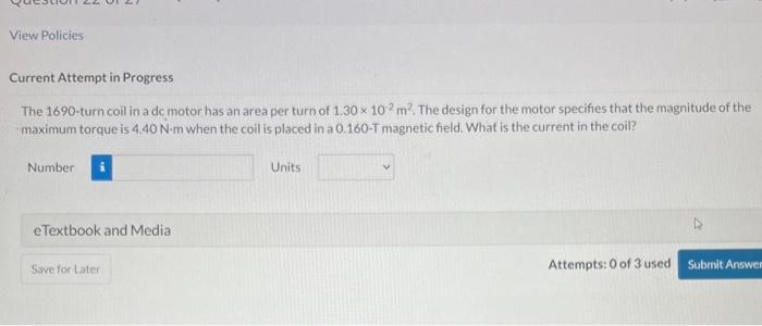 Solved Current Attempt in Progress The 1690-turn coil in a | Chegg.com