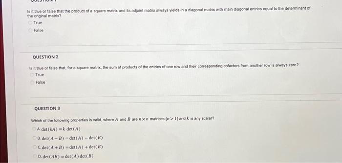 Solved Is if true or talse that the product of a square | Chegg.com