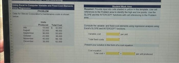 Solved 2 3 Using Excel to Computer Variable and Fixed Cost | Chegg.com