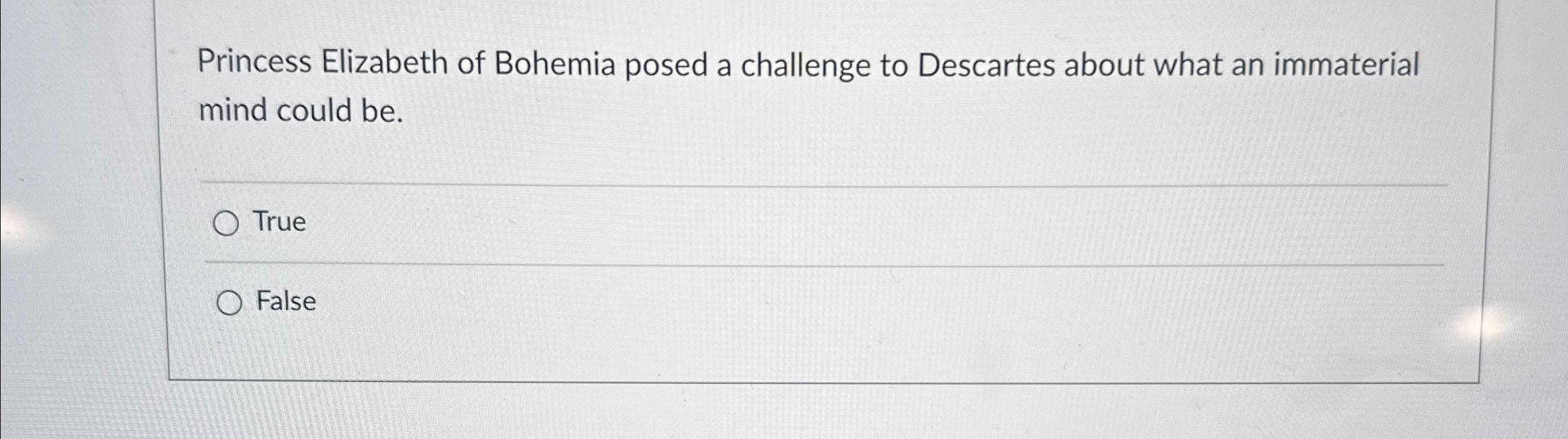 Princess Elizabeth of Bohemia posed a challenge to | Chegg.com