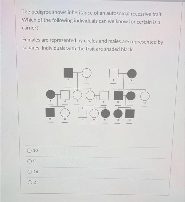 Solved The pedigree shows inheritance of an autosomal | Chegg.com