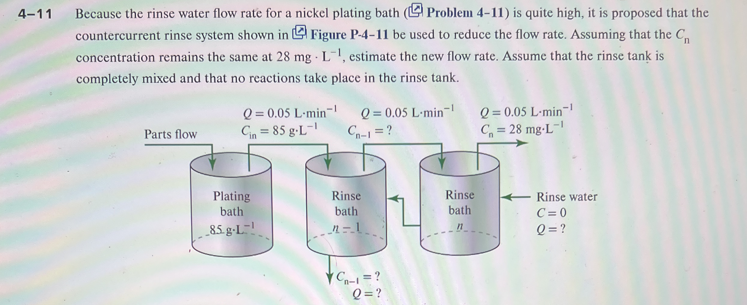 4-11 ﻿Because the rinse water flow rate for a nickel | Chegg.com
