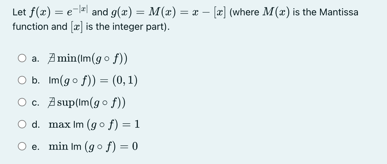 Solved Let f(x)=e-|x| ﻿and g(x)=M(x)=x-[x]M(x) is ﻿the | Chegg.com