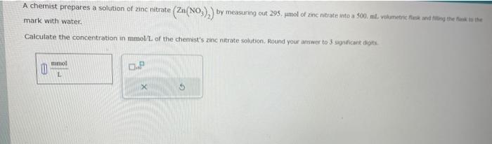 Solved mark with water. Calculate the concentration in mmol/ | Chegg.com