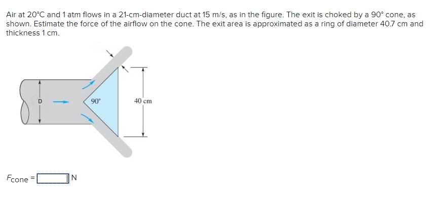Solved Air at 20\deg C and 1 ﻿atm flows in a 21-cm-diameter | Chegg.com