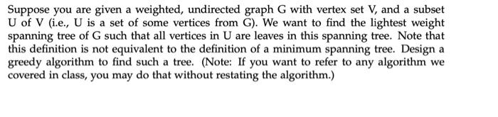 Solved Suppose you are given a weighted, undirected graph G | Chegg.com