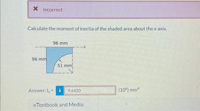 Solved * Incorrect Calculate the moment of inertia of the | Chegg.com