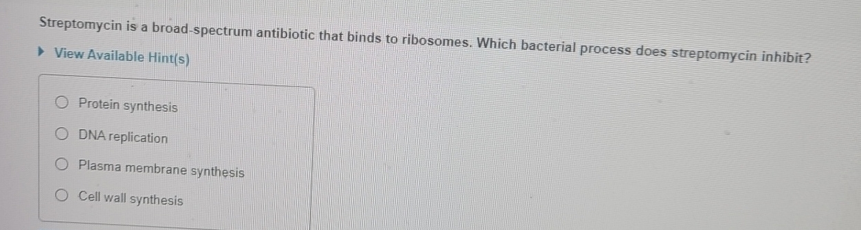 Solved Streptomycin is a broad-spectrum antibiotic that | Chegg.com