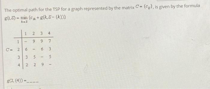Solved The optimal path for the TSP for a graph represented | Chegg.com