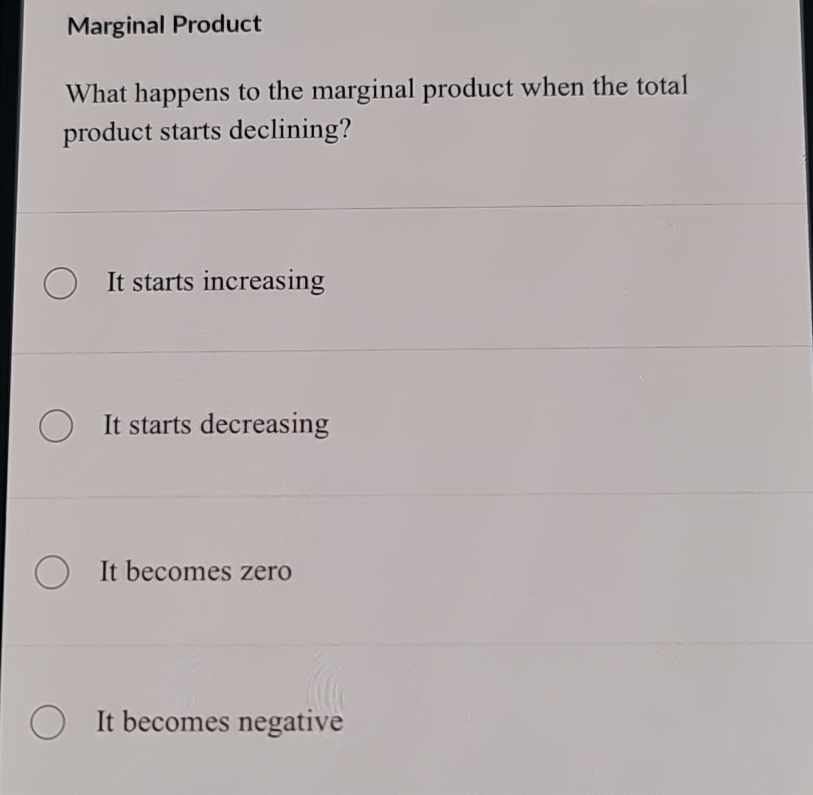 Solved Marginal ProductWhat happens to the marginal product | Chegg.com
